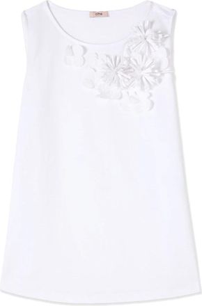 Oltre Femme, Tops, Blanc, Taille: 42 FR Top en coton avec appliqu&eacute;s floraux