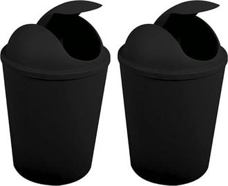 MSV AKO Abfalleimer Klappdeckel schwarz 5,5 l, Black (Packung mit 2)
