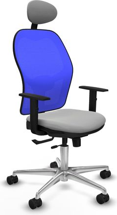 Piqueras y Crespo B&uuml;rostuhl f&uuml;r Lendenwirbels&auml;ule, verstellbar, mit 1D-Armlehnen und festem Kopfteil, ausgestattet mit Syncro/Traslack und Schaumstoff, mit Rollen von 6