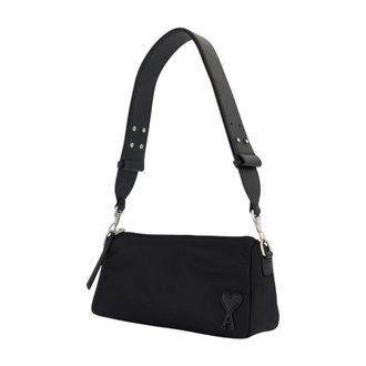 Ami Unisex Marcel Shoulder Bag - Ami Paris Nylon Black Shoulder-Hobo-Bags