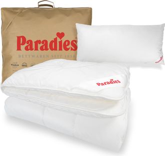 Paradies Winterdecke 135x200 Set mit Kissen 40x80 - Prima Bio Winterbettdecke + Softy Top Bio medium Kopfkissen, Bettzeug 135x200 Set