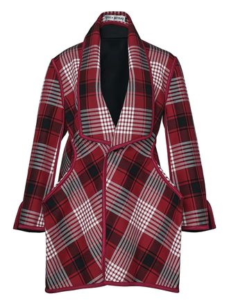 Issey Miyake Jacke mit Karomuster - Rot
