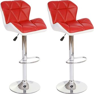 Mendler 2er-Set Barhocker HWC-A92, Barstuhl Tresenhocker, höhenverstellbar Kunstleder - rot