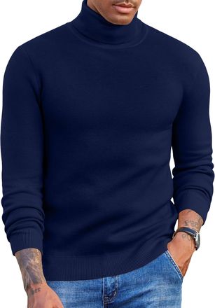 Coofandy Rollkragenpullover Herren Pullover Turtleneck Fleece Pullover Warm Strickpullover Slim Fit Rollkragenshirt Winterpullover Arbeitpullover Winter Langar