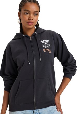 Roxy Womens SURF Stoked Zipped Brushed Sweatshirt, Phantom, XL