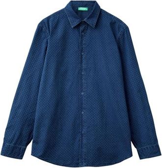Benetton Chemise 50ghuq03l, Bleu 901, Medium Hommes