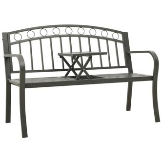 vidaXL vidaXL Banc de jardin avec table Gris 120 cm Acier