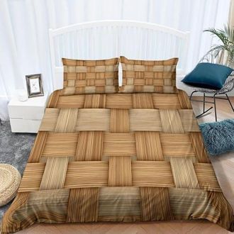 Generic Housse de Couette 240 x 260 Motifs RayéS Parure de Lit 2 Personnes Style RéTro 3 Pièces Housse Couette en Microfibre Douce Imprimé 3D avec 2 Taies dor