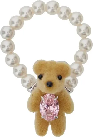 Yvmin Yvmin, Femme, Accessoires, Rose, Taille: 50 MM Mini Bague Ours Floqu&eacute; Perle