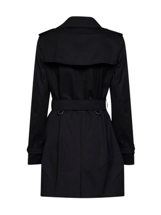 Burberry Womens Trench Coat Kensington Black Cotton & Raincoats
