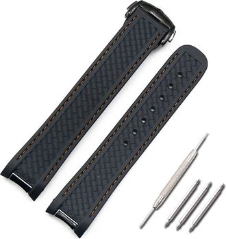 Generic Silikonarmband 20 mm Uhrenzubehör für Omega Hippocampus 300 AT150 8900 Meter Marinegummi-Schmetterlingsschnallenband