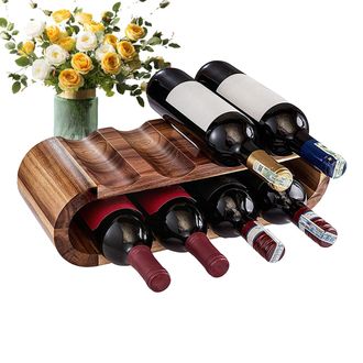 Generico Weinregal aus Holz, K&uuml;chenarbeitsplatte mit 8 F&auml;chern und 2 Ebenen, Weinregal f&uuml;r Zuhause, K&uuml;che, Bar, Party, Geschenke