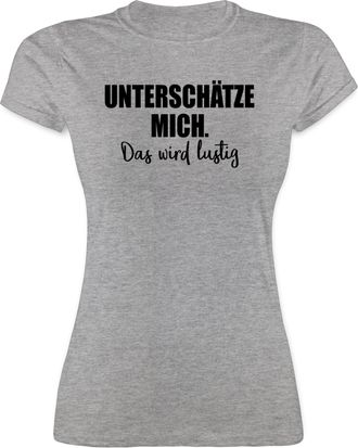 Shirtracer Shirt Damen - Spr&uuml;che Statement mit Spruch - Untersch&auml;tze Mich. Das Wird lustig - XXL - Grau meliert - spruchshirts Spruchshirt sprueche untersch&auml;tz t