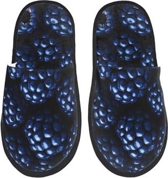 Generic Framboises Bleu-Violettes Homme Femme Slippers Peluche Pantoufles Respirantes Chaussures De Maison Pour Maison Hiver Int&eacute;rieur M