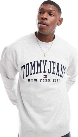 Tommy Jeans Sweatshirt in Hellgrau mit College-Logo