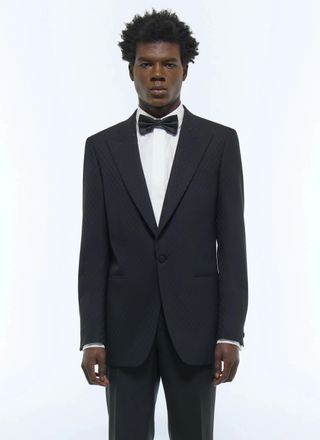 Fursac Veste de smoking ajust&eacute;e &agrave; motif damier - Taille 46 - Homme