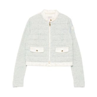 Moncler Femme, Vestes, Violet, Taille: 38 FR Wool & Alpaca Blend Padded Zip-Up Cardigan