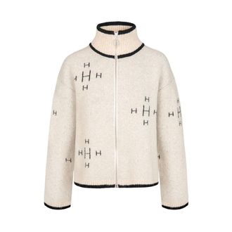 H&eacute;st Iben Zip Jacket - - Knitwear - Damen - Beige - 2XL