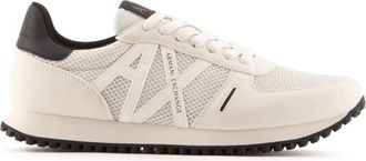 A|X Armani Exchange 169 Male Openwork Side, Contrast Logo, Microsuede Inserts Sneaker White 41.5