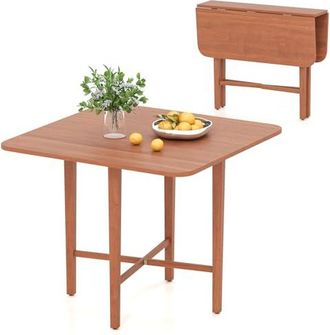 Giantex Table de salle &agrave; manger pliable - Carr&eacute; - 90 x 90 cm - En bois de noyer - Pour 2 &agrave; 4 personnes - Table pliante pour cuisine, salle &agrave; manger, salon - N