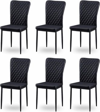 Ainpecca JYMTOM Lot de 6 chaises Dossier haut,pour salle à manger,matière en Similicuir et métal - Noir