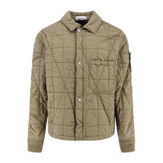 Stone Island Homme, Vestes, Vert, Taille: L Veste matelass&eacute;e en toile coton nylon Tela