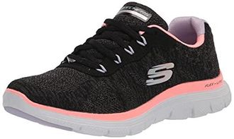 Skechers Femme Flex Appeal 4.0 Fresh Move Chaussures De Randonnée, Bordure en Maille Noire Corail Lavande, 37 EU