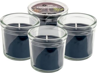 IKEA Ikea FRUKTSKOG 805.558.35-4 Schwarz-Türkische Duftkerzen im Glas, Vetiver & Geranie, 7,5 cm, je 20 Stunden, 4 Stück