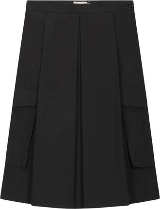 Barena Femme, Jupes, Noir, Taille: 40 FR Jupe Midi Cercle avec Plis Avant et Poches Lat&eacute;rales