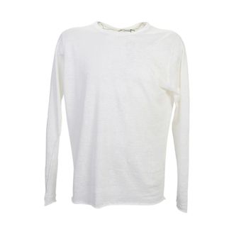 Original Vintage Homme, Tops, Blanc, Taille: XL Chemise en Lin Blanc avec Encolure Côtelée