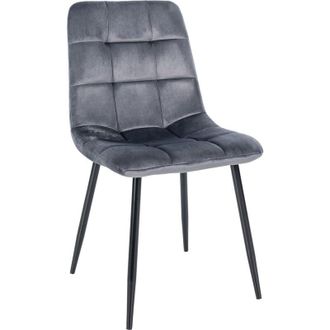 Clp Chaise de salle &agrave; manger &eacute;l&eacute;gante avec session de velours matelass&eacute; confortable diff&eacute;rentes couleurs colore : gris fonc&eacute;