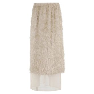 Alysi Fringe Midi Rock in Mandelfarbe - - Skirts - Damen - Beige - XS