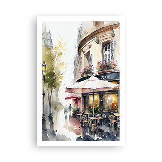 Arttor Poster ohne Rahmen Kaffeehaus Paris Aquarell Deko 61x91cm Wandposter Art Prints Wandbilder Dekoration Wohnzimmer Schlafzimmer K&uuml;che Wanddeko Bild Wand