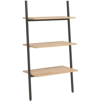 vidaXL Anlehnregal mit 3 Ablagen Hellbraun und Schwarz 64x34x116 cm Vidaxl