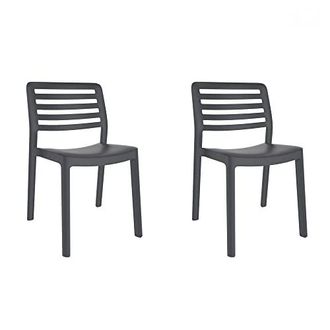 Resol grupo Wind Stuhl Innen, Au&szlig;en | Garten, Terrasse, Balkon, Wohnzimmer, K&uuml;che, Esszimmer, Kunststoff Harz Polypropylen, Dunkelgrau ohne Arme, Set 2