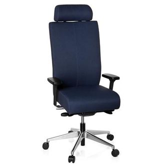 hjh OFFICE Chaise de Bureau Professionnelle Pro-TEC XXL Tissu Bleu Fauteuil de Direction Ergonomique, Charge maximale 150 kg, Dossier Haut