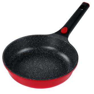 STONELINE SMART Bratpfanne 24 cm, Pfanne Aluguss, Abnehmbarem Griff, Pfanne Induktion, Alle Herdarten, Antihaftbeschichtet mit echten Steinpartikeln, Rot