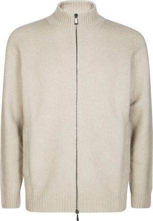 Drumohr Homme, Pulls, Blanc, Taille: L Cardigan Zip Garzato