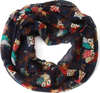 Tendycoco Frauen Damen M&auml;dchen weiche leichte Cartoon Eule schiere Schal l&auml;ssig Schal wickeln (dunkelblau)