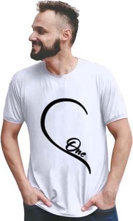 Generic T-shirt d&eacute;contract&eacute; &agrave; manches courtes et col rond pour homme de la Saint-Valentin 2026, blanc, 3XL