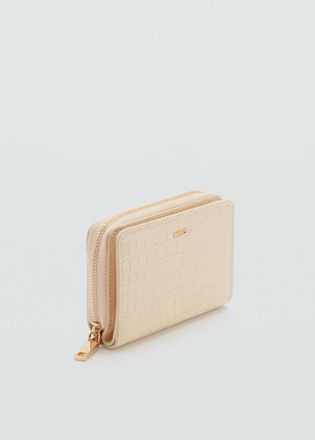 Mango Portefeuille petit effet croco &eacute;cru - Femme - Taille unique - MANGO