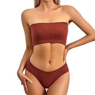 Generic Bikini sexy pour femme Haut sans bretelles avec soutien-gorge rembourr&eacute; Lingerie Gilet et Pack Hip Big Square Panty Set Caract&eacute;ristiques : sous-v&ecirc;teme