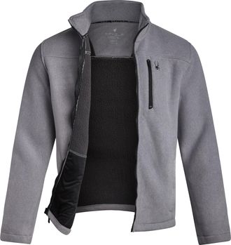 Spyder Herren-Fleecejacke - weiche und warme Sherpa-Bondung, durchgehender Rei&szlig;verschluss, mittelschwere Oberbekleidung f&uuml;r Herren mit LSF 30+ (S-XXL), Hellg