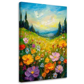 Feeby Wandbilder - Bilder Schlafzimmer - Wiesenblumen Landschaft Natur - 30x45 1tlg - Wohnzimmer Bild Gro&szlig; - Wohnungs - Foto Geschenk - Leinwand Wall Art - 