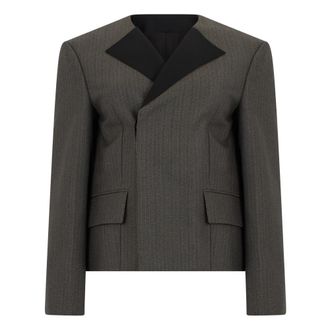 Bottega Veneta Zweireihige Jacke mit Taschen - - Jackets - Damen - Grau - 2XS