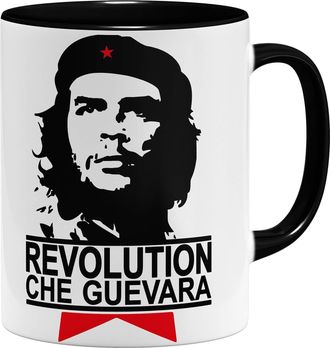OM3 Che Guevara - Kaffee-Tasse - Keramik Becher - 11oz 325ml - Beidseitig Bedruckt - Schwarz