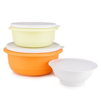 Tupperware Peng Pro Sch&uuml;ssel 2 L orange + 1L gelb R&uuml;hrsch&uuml;ssel Serviersch&uuml;ssel Salatsch&uuml;ssel (inkl. Allegra Wei&szlig; 275ml)