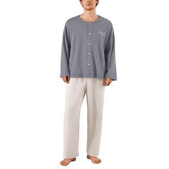 Generic Pyjama Homme Hiver Pyjama Polaire Homme Ray&eacute; en Flanelle Col Cravate Manches Longues Tenue de D&eacute;tente Douce pour Nuits Coquettes &agrave; la Maison