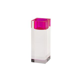 Giftcompany Sari, Kristallglas, Teelichthalter L(H13,6cm), pink/transparent, gs, 5x13,6x5cm