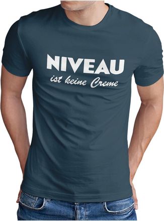 OM3 Niveau ist Keine Creme T-Shirt - Herren - Fun Parodie Statement Sarkastisch Spruch - Denim, XXL